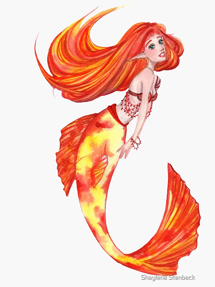 "Fire Mermaid" Sticker for Sale by Shaylena Stenback | Redbubble