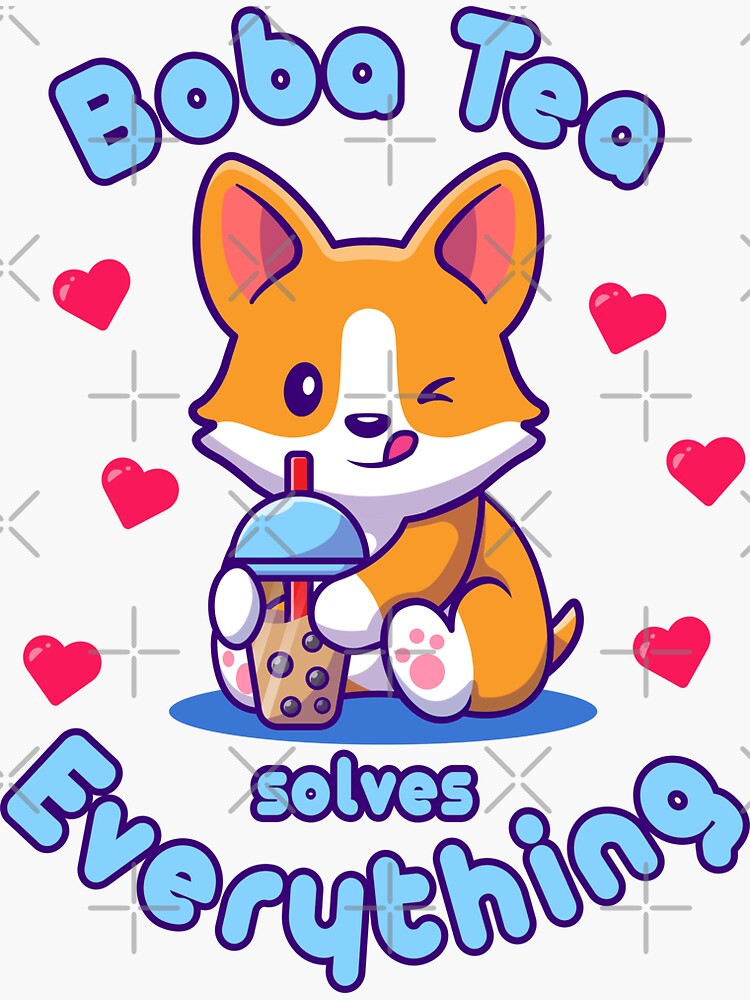 "Boba Tea Solves Everything" Sticker for Sale by prendydesigns | Redbubble