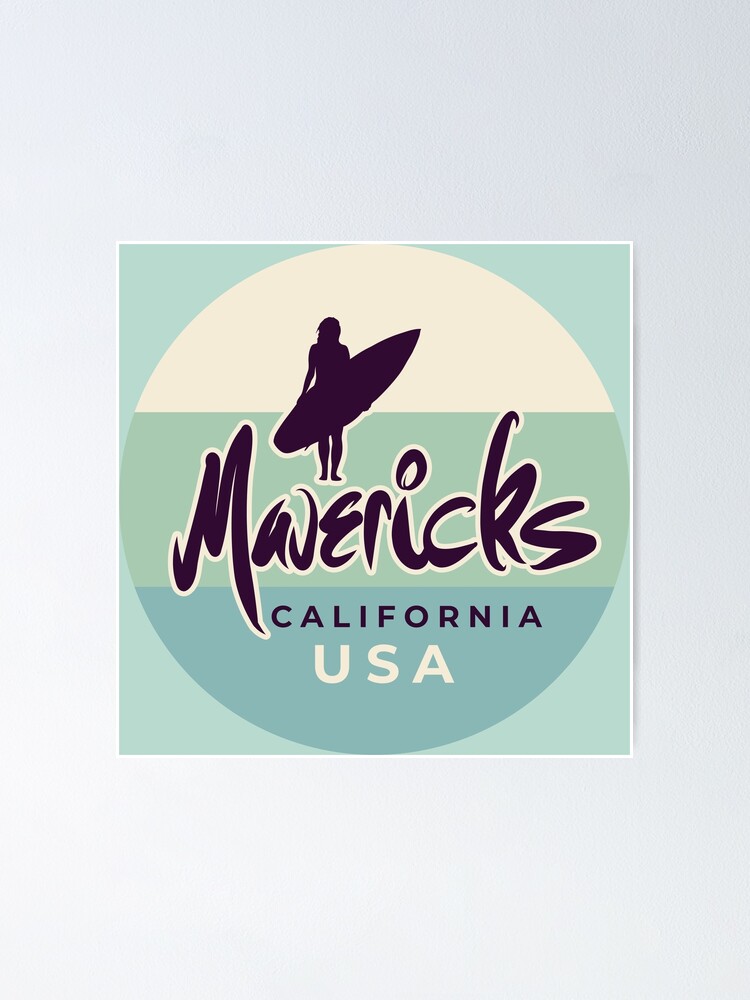 "Mavericks Surf Break, California Retro" Poster for Sale by Kiwidom ...