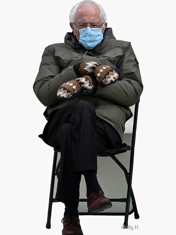 "Bernie Sanders Inauguration Mittens 2021" Sticker for Sale by ...