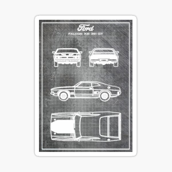 "Ford XB 351 GT Coupe Blueprint " Sticker for Sale by lithoman2 | Redbubble