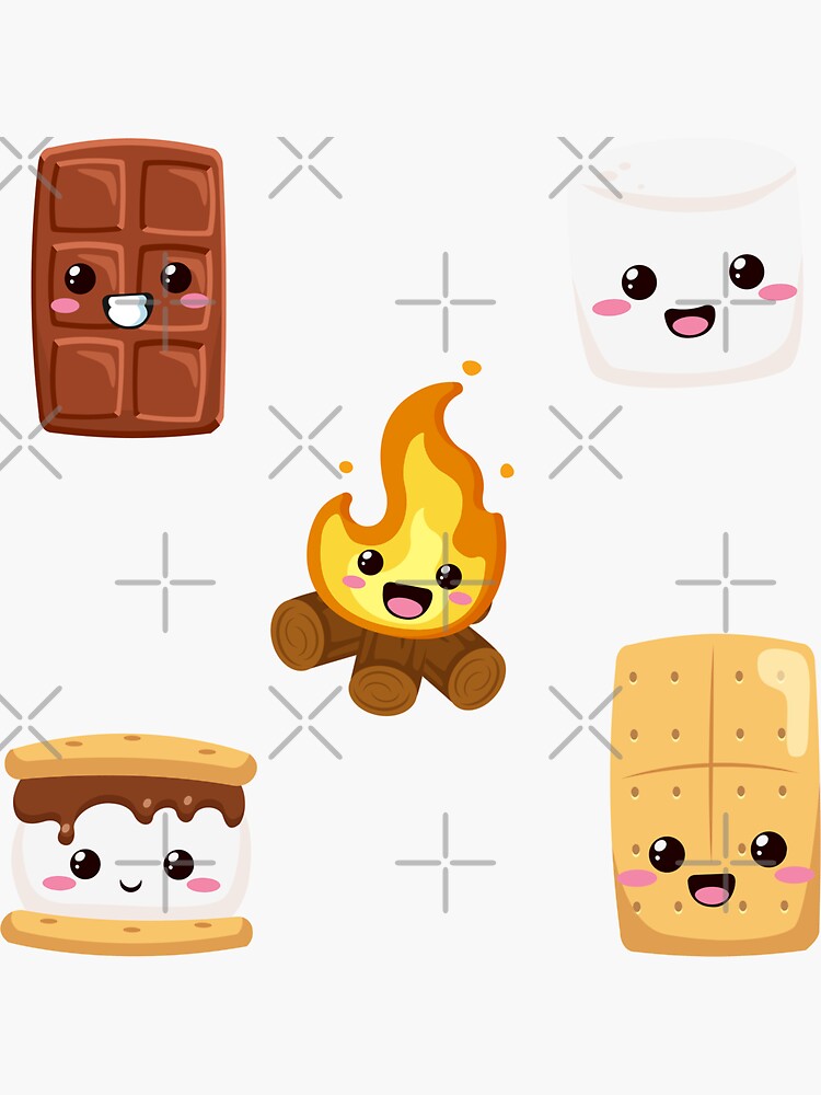 "Cute Kawaii Chocolate Marshmallow S'Mores Graham Cracker Campfire S ...