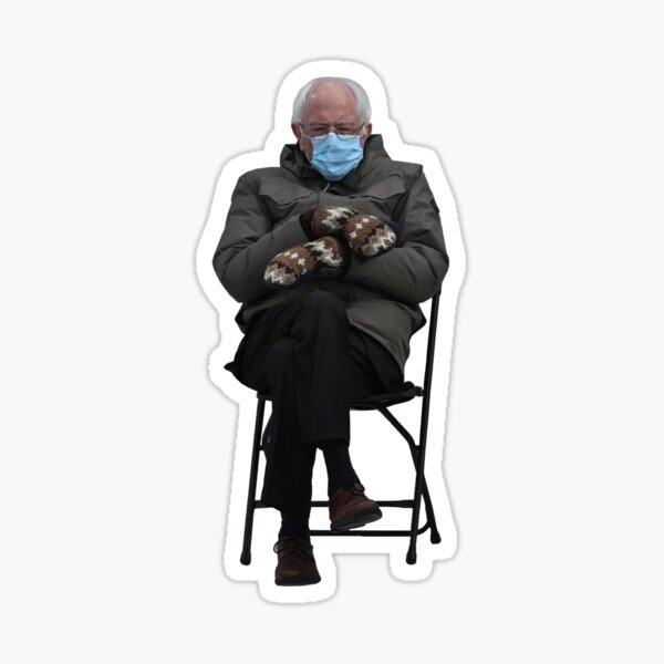 "Bernie Sanders Sitting Meme - Biden Inaguration" Sticker for Sale by ...