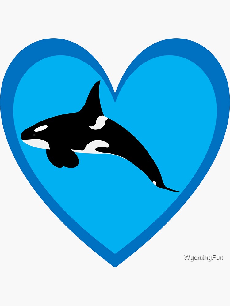"Orca (Killer Whale) in Blue Heart" Sticker for Sale by WyomingFun ...