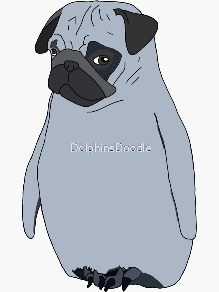 "Pug x Penguin" Sticker by DolphinsDoodle | Redbubble