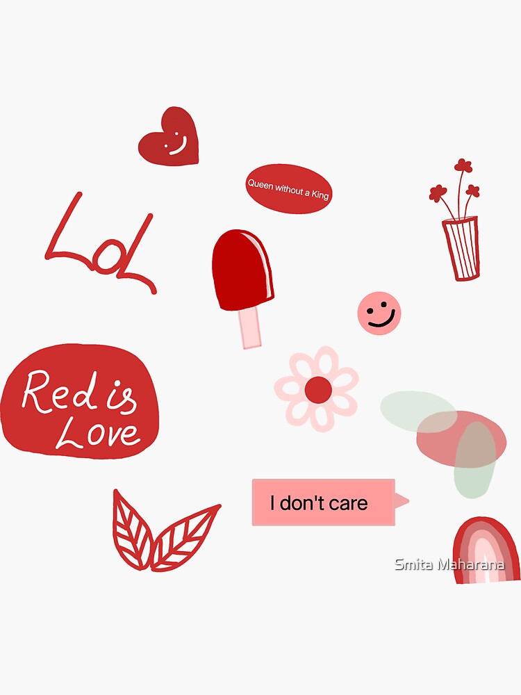 "Red sticker pack" Sticker for Sale by SmitaMaharana | Redbubble