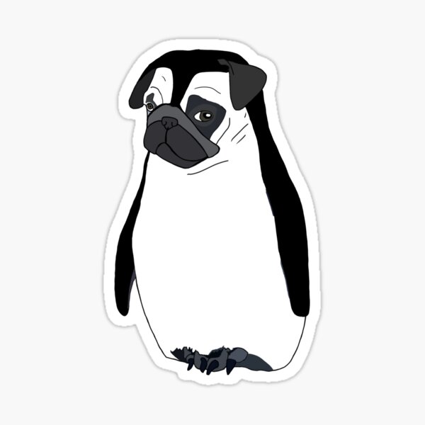 "Pug x Penguin" Sticker by DolphinsDoodle | Redbubble