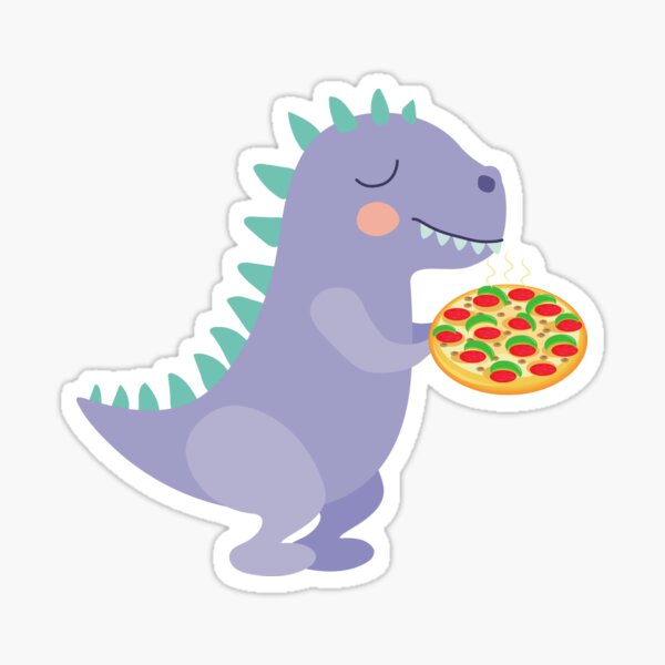 "Dinosaur eating pizza" Sticker by kocakashop | Redbubble