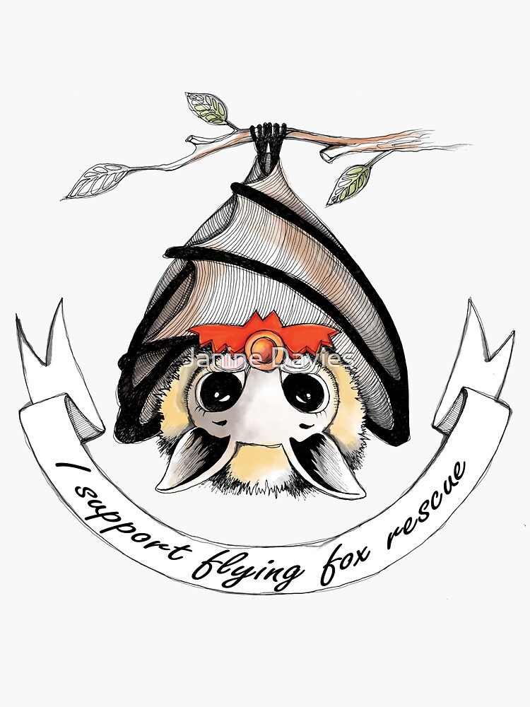 "I support flying-fox rescue" Sticker for Sale by orcinus | Redbubble