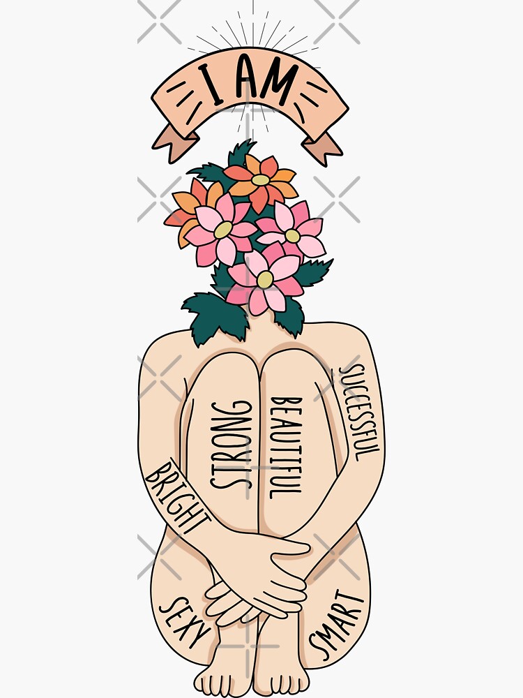 "Self love drawing art" Sticker by AznavourByKarin | Redbubble