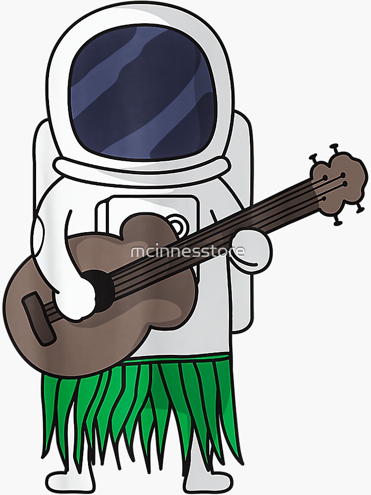 "Astronaut Outer Space Ukulele Luau Cute Funny Hawaii" Sticker for Sale ...