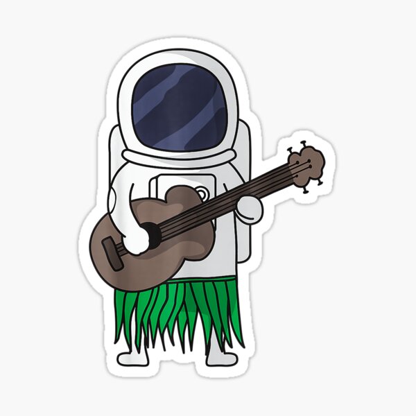 "Astronaut Outer Space Ukulele Luau Cute Funny Hawaii" Sticker for Sale ...