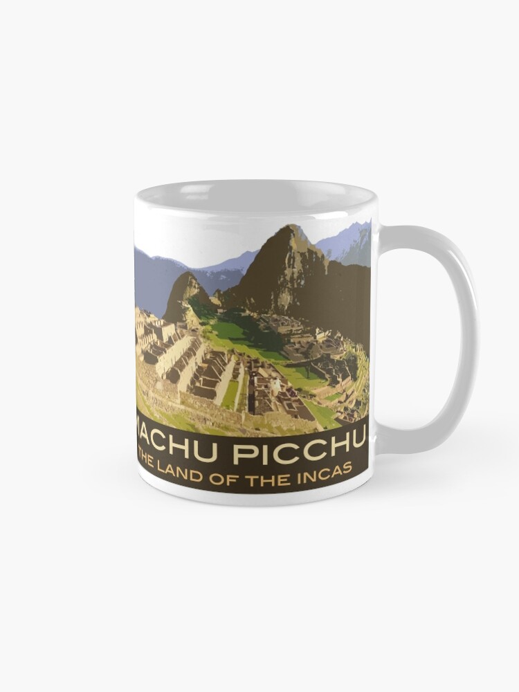 "Machu Picchu Souvenir Mug in style of Vintage Travel Poster" Coffee ...
