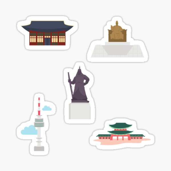 "korean landmarks sticker pack" Sticker for Sale by Ashigamy | Redbubble