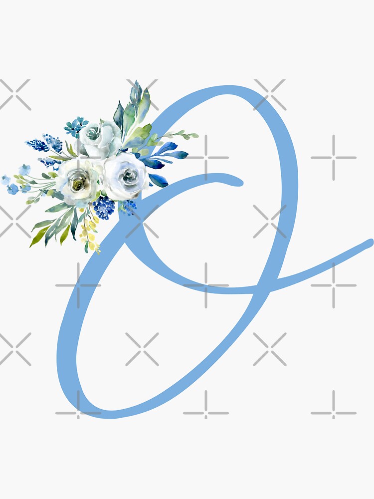 "Calligraphy Blue with Flower Letter O" Sticker for Sale by thecoolbean ...