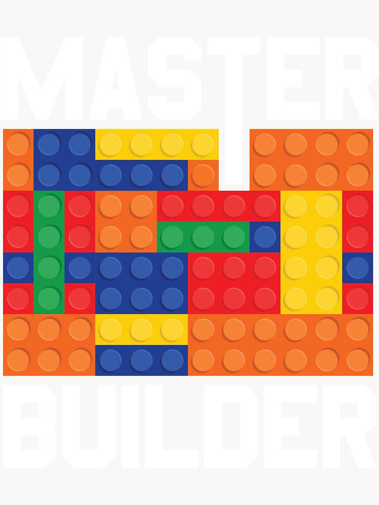 "Master Builder Building Blocks Toy Bricks Gift Design" Sticker for ...