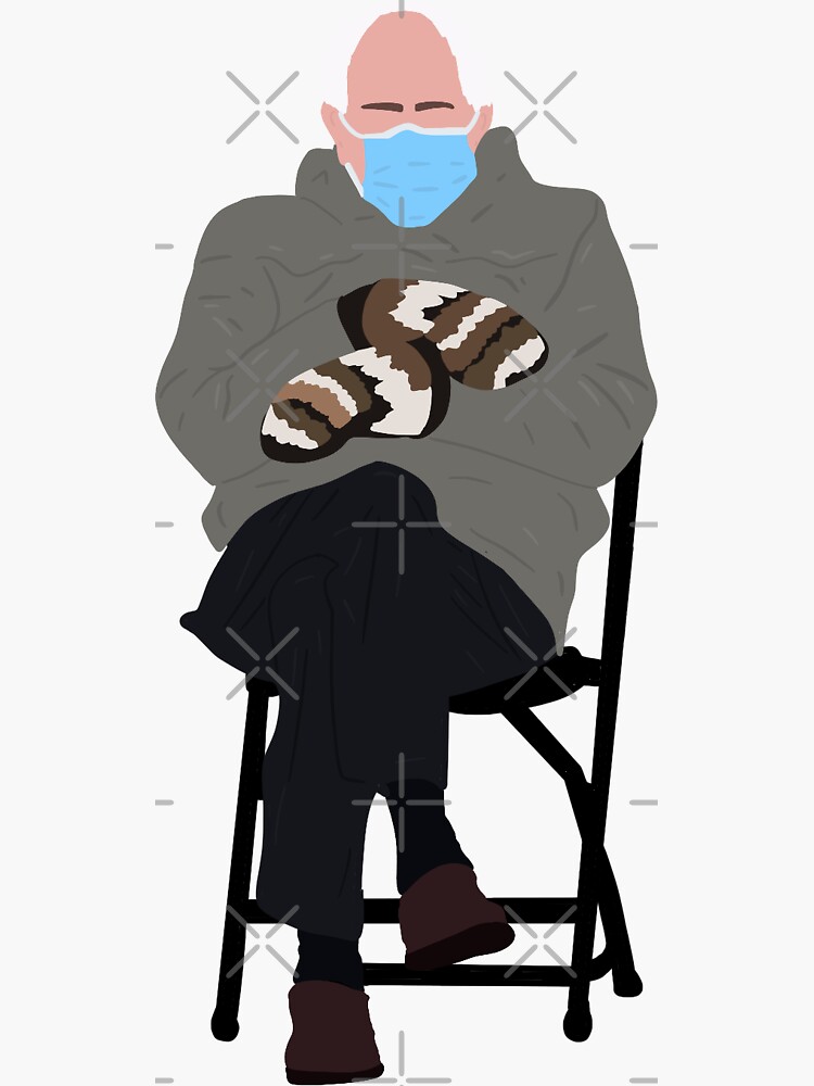 "Inauguration Bernie In Chair Biden 2021 Sitting Meme" Sticker for Sale ...