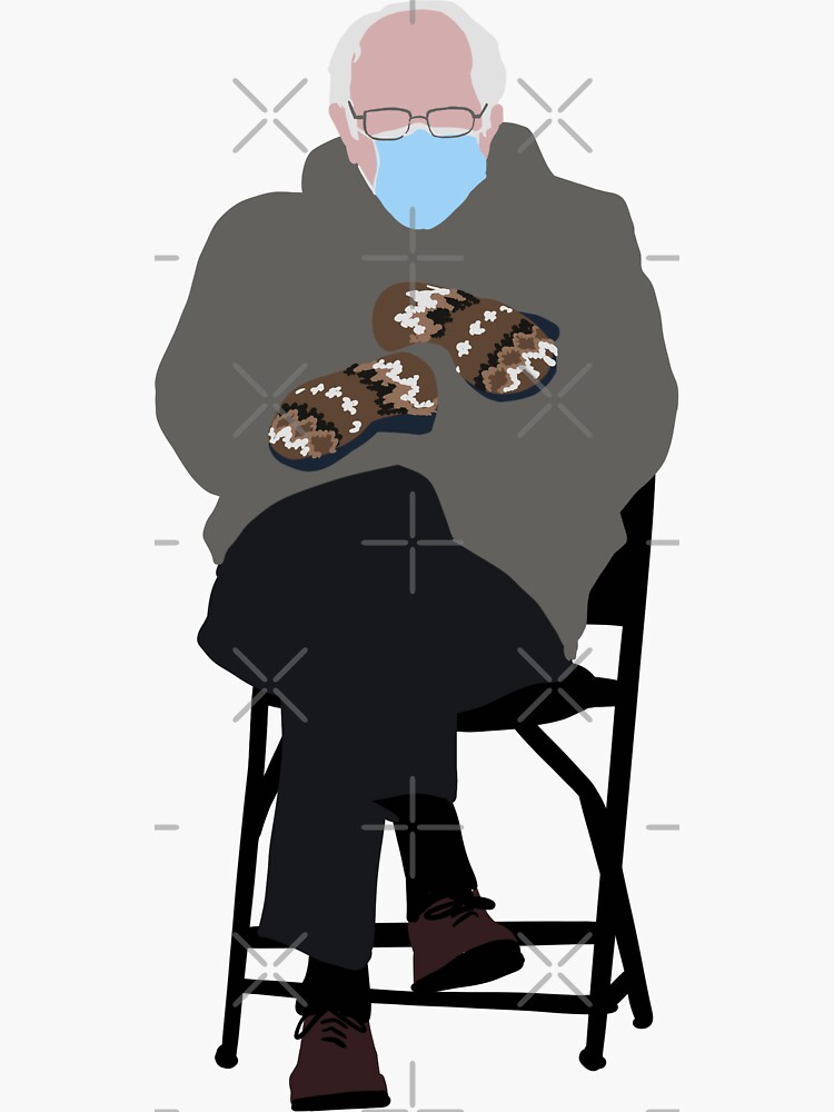 "BERNIE SANDERS SITTING" Sticker by neonminimal | Redbubble