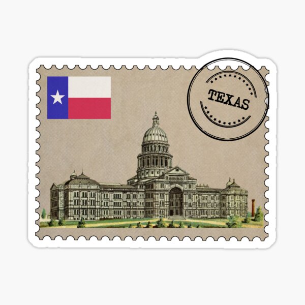"Texas Postage Stamp | Texas Capitol Stamp" Sticker for Sale by Gina ...