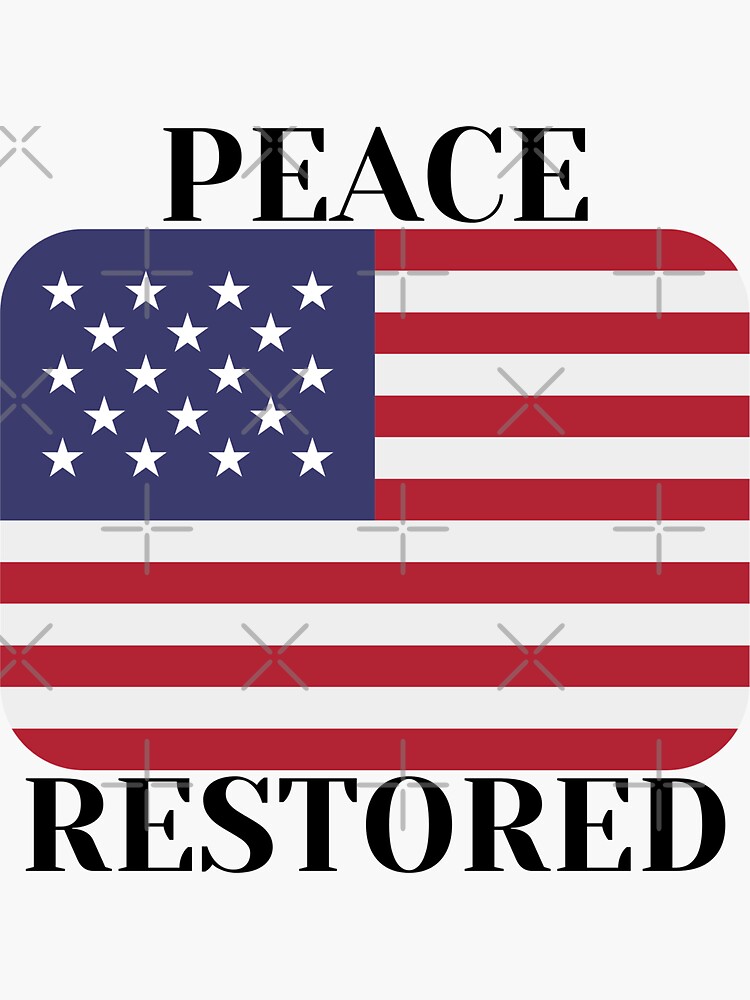 "Peace restored - black text" Sticker for Sale by kawaiichan-desu ...