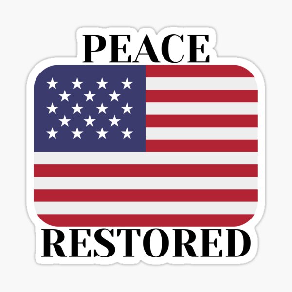 "Peace restored - black text" Sticker for Sale by kawaiichan-desu ...