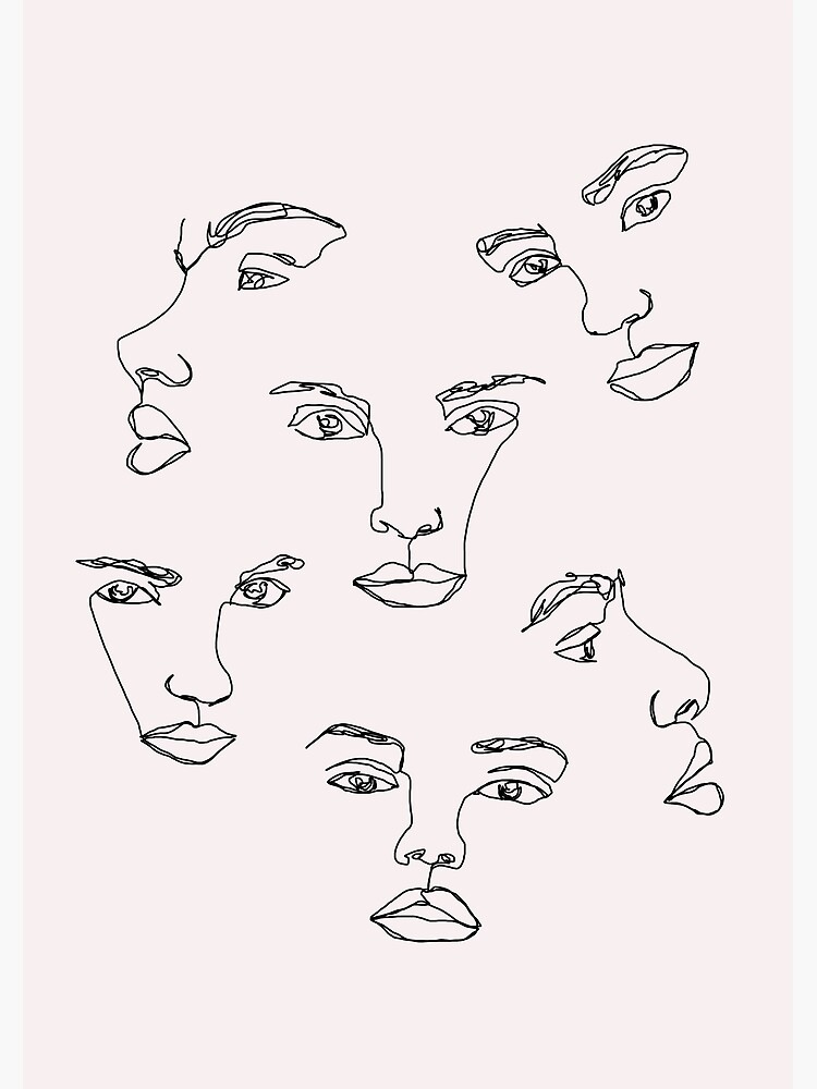 Lámina artística «Ilustración de dibujo de líneas de caras - Cyra ...