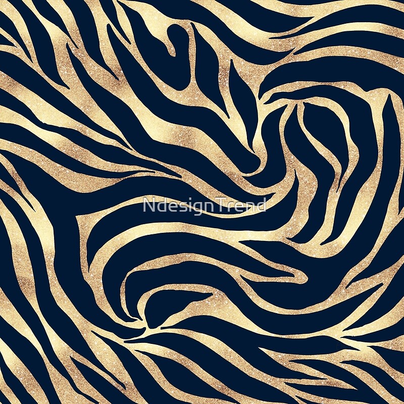 "Elegant Gold Glitter Zebra Nay-Blue Animal Print" by NdesignTrend ...