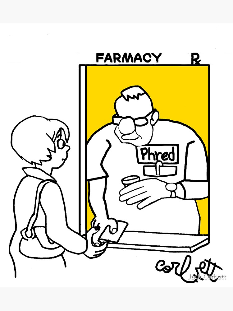 "Phred the farmacist!" Sticker by JCorbettcartoon | Redbubble