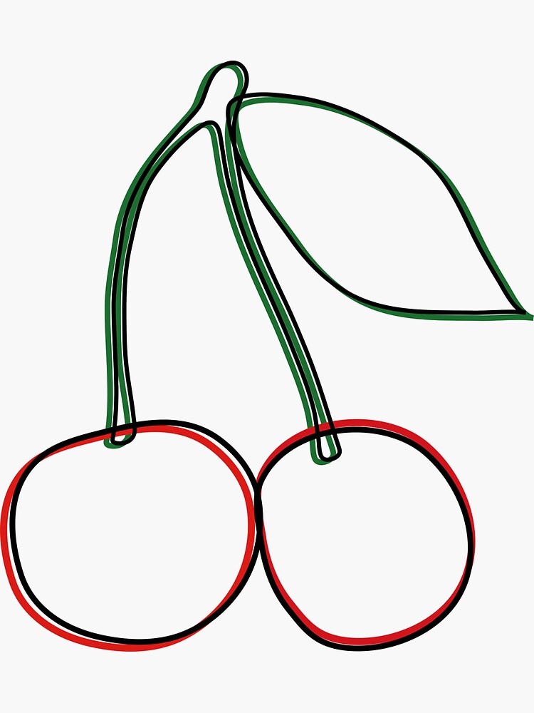 "Cherry Line Art" Sticker by LineStyleArt | Redbubble