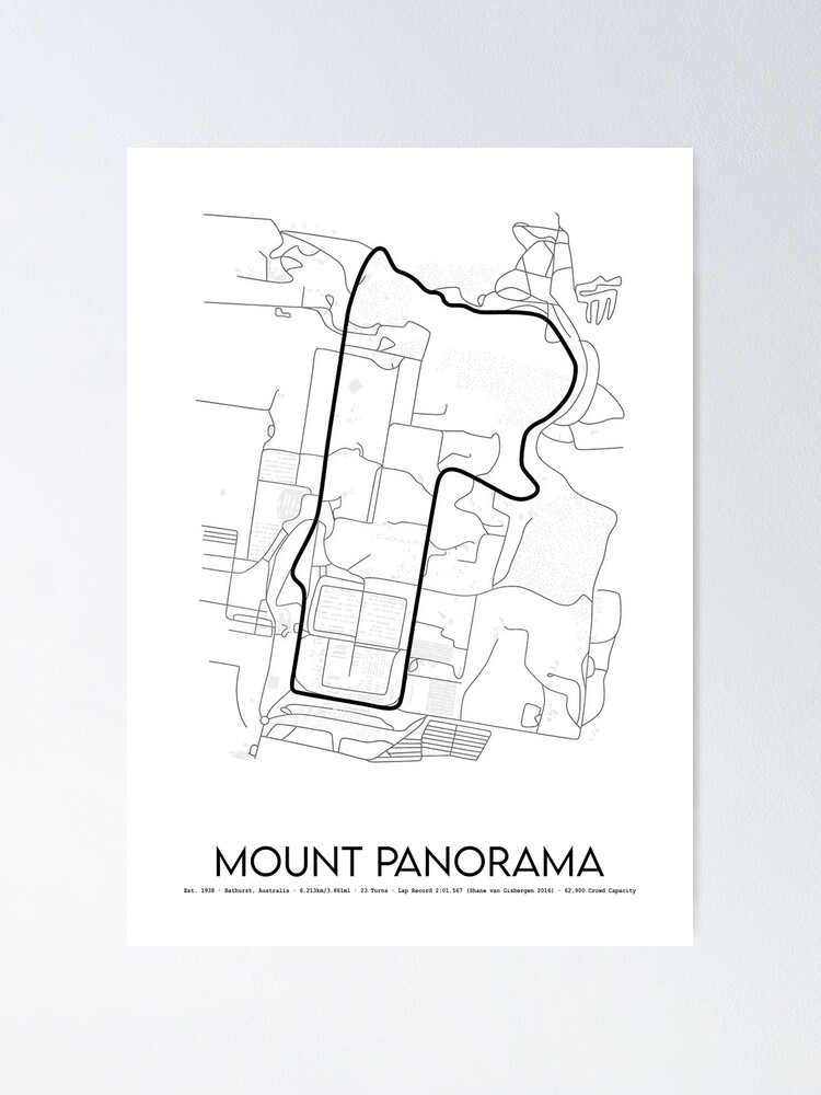 "Mount Panorama Circuit - Bathurst Motor Racing Track Design" Poster ...