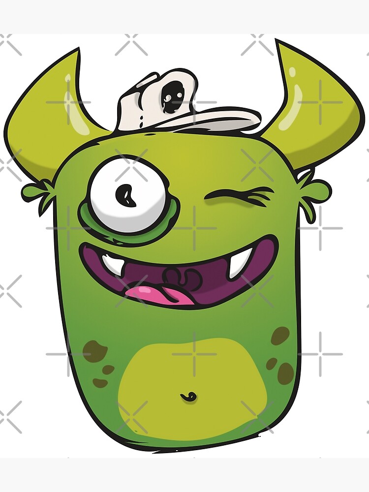 "Cute green winking monster" Poster by execc | Redbubble