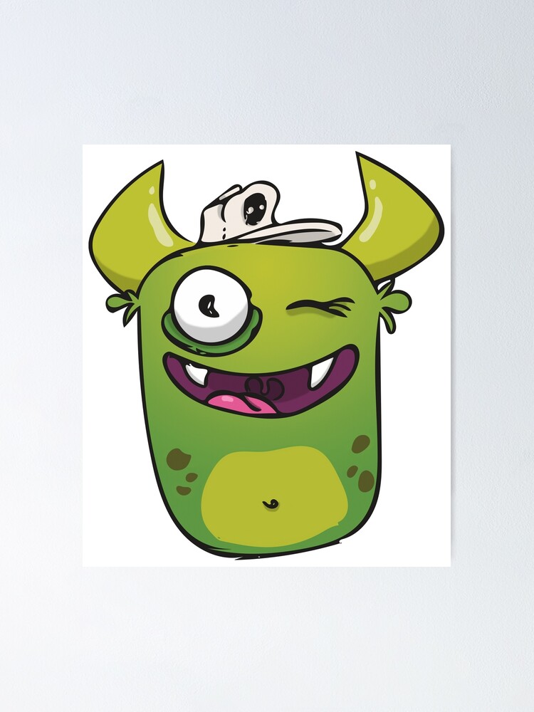 "Cute green winking monster" Poster by execc | Redbubble
