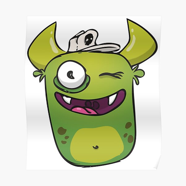 "Cute green winking monster" Poster by execc | Redbubble