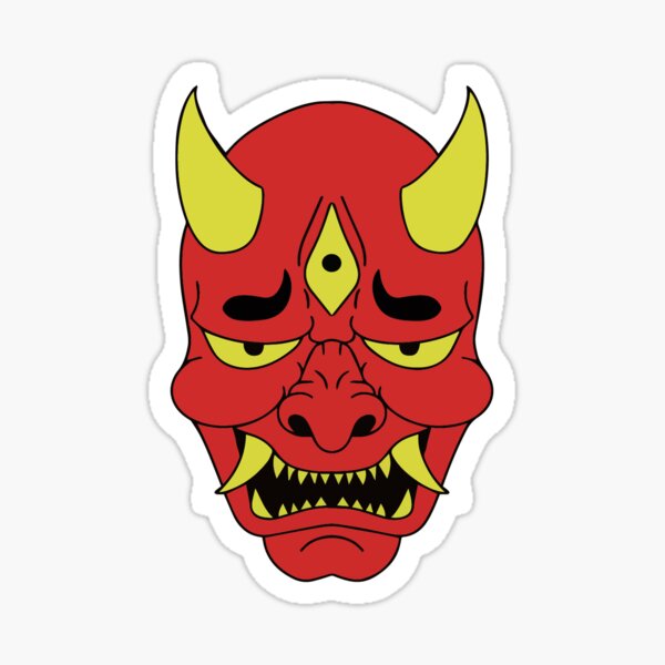 "Simple Red Oni Mask" Sticker for Sale by yusuffadli | Redbubble