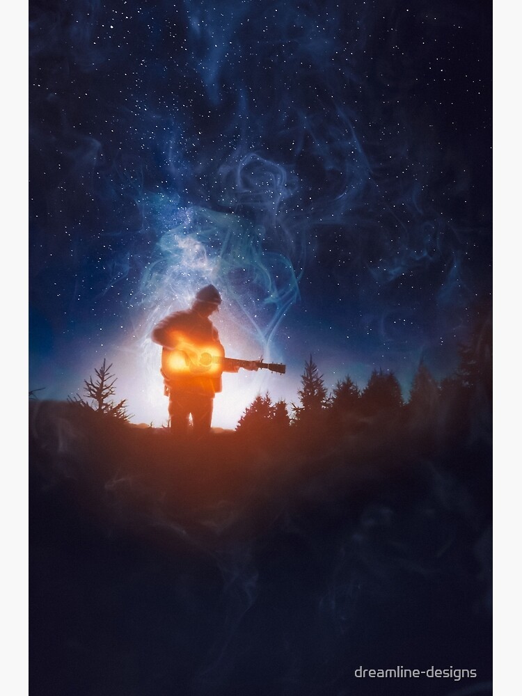 "Young Guitar Player with Beanie Playing Glowing Guitar on Fire in a ...