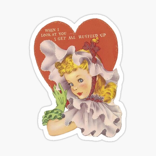 "Woman with Ruffles Vintage Valentine’s Day Card" Sticker for Sale by ...