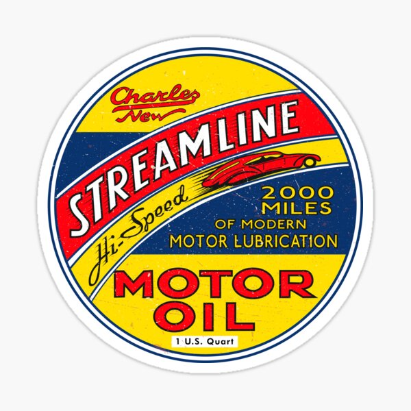 "Streamline Motor oil retro" Sticker for Sale by Ploxd | Redbubble