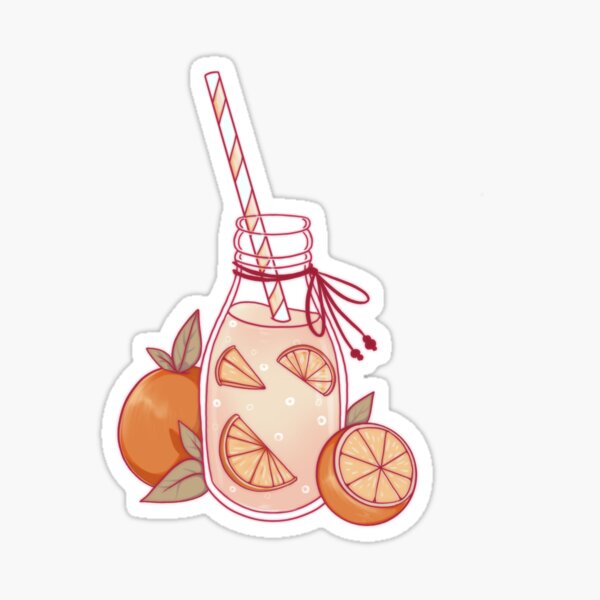 "Orange drink with a straw" Sticker for Sale by Itsacuteart | Redbubble