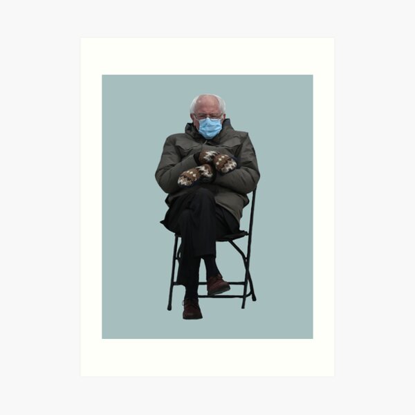 "Bernie Sitting Meme" Art Print for Sale by thebcarts | Redbubble