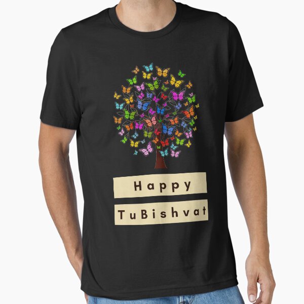 "Happy Tu Bishvat/Tu B'Shevat Day - Black " Essential T-Shirt for Sale ...