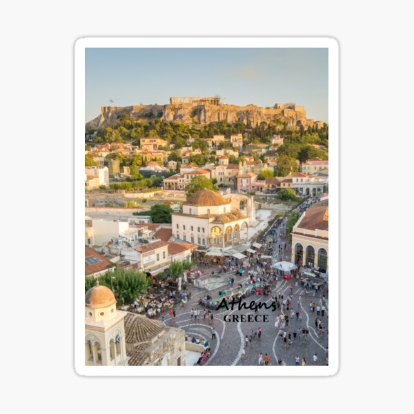 "Athens, Greece - Iconic Monastiraki Square - Acropolis Background ...