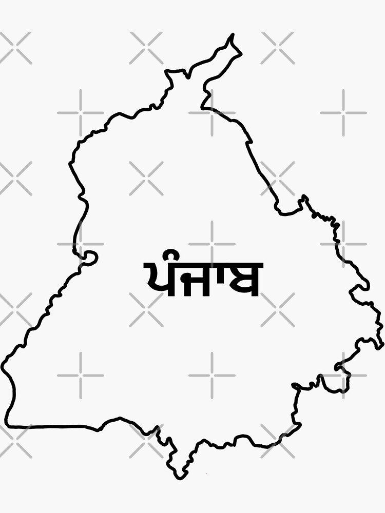 "ਪੰਜਾਬ, Punjab map out line" Sticker for Sale by PurpleClouds26 | Redbubble