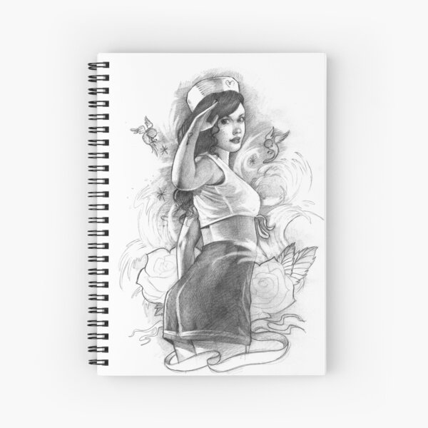 "Pin Up Pencil drawing" Spiral Notebook for Sale by LZGraphicStudio ...