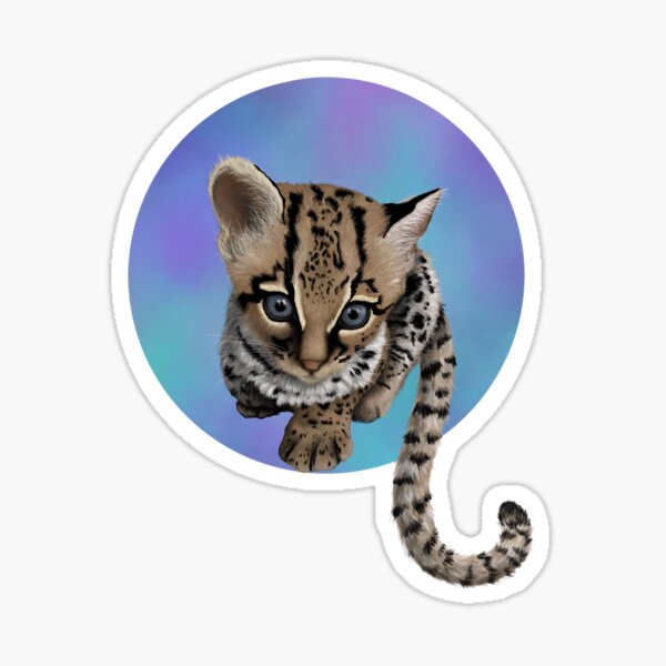 "Margay watercolour purple " Sticker for Sale by Mayakiwi | Redbubble