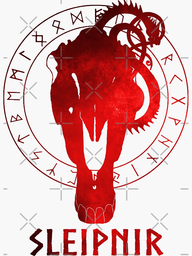 "Sleipnir Runic Circle Red" Sticker for Sale by geoceltic | Redbubble