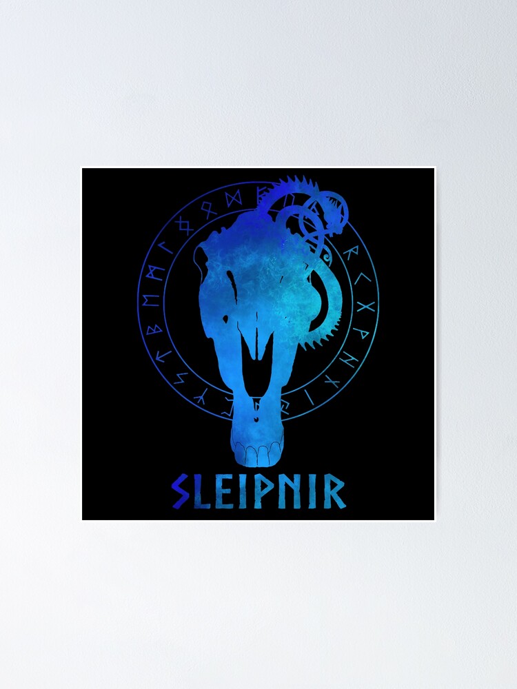 "Sleipnir Runic Circle Blue" Poster by geoceltic | Redbubble