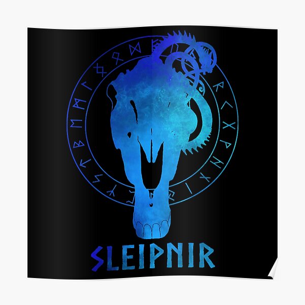 "Sleipnir Runic Circle Blue" Poster by geoceltic | Redbubble