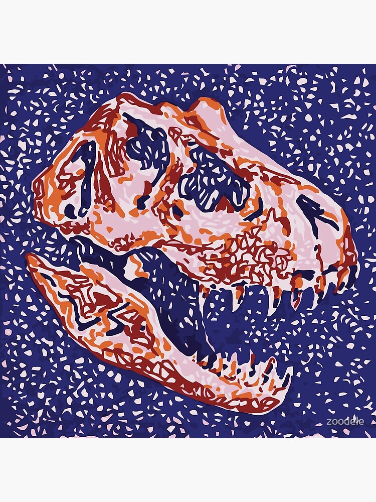 Poster « dessin au trait crâne t-rex », par zoodele | Redbubble
