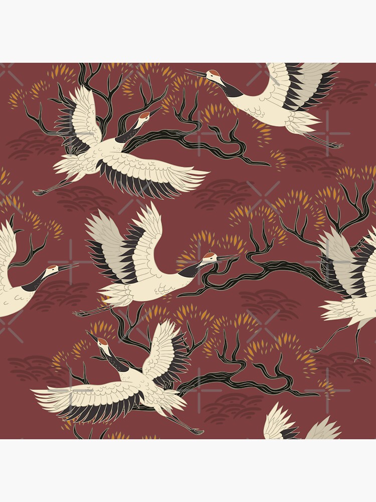 "Beautiful Japanese Cranes" Sticker for Sale by Renju Harilal | Redbubble