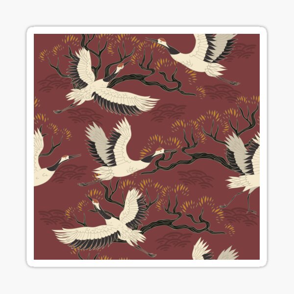 "Beautiful Japanese Cranes" Sticker for Sale by Renju Harilal | Redbubble